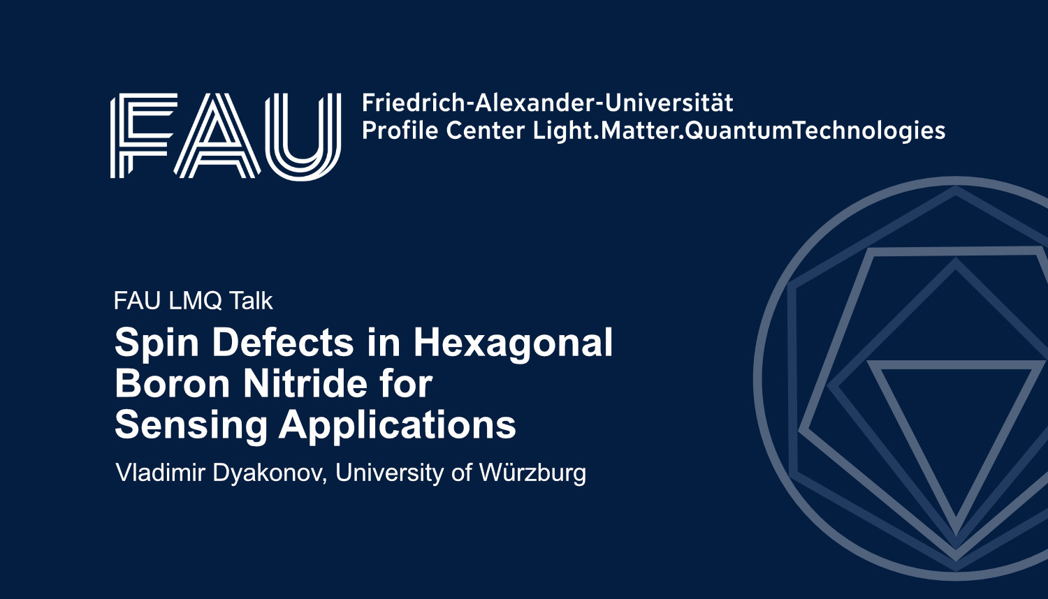 FAU LMQ Talk: Spin Defects in hexagonal Boron Nitride for Sensing Applications - FAU Profile ...